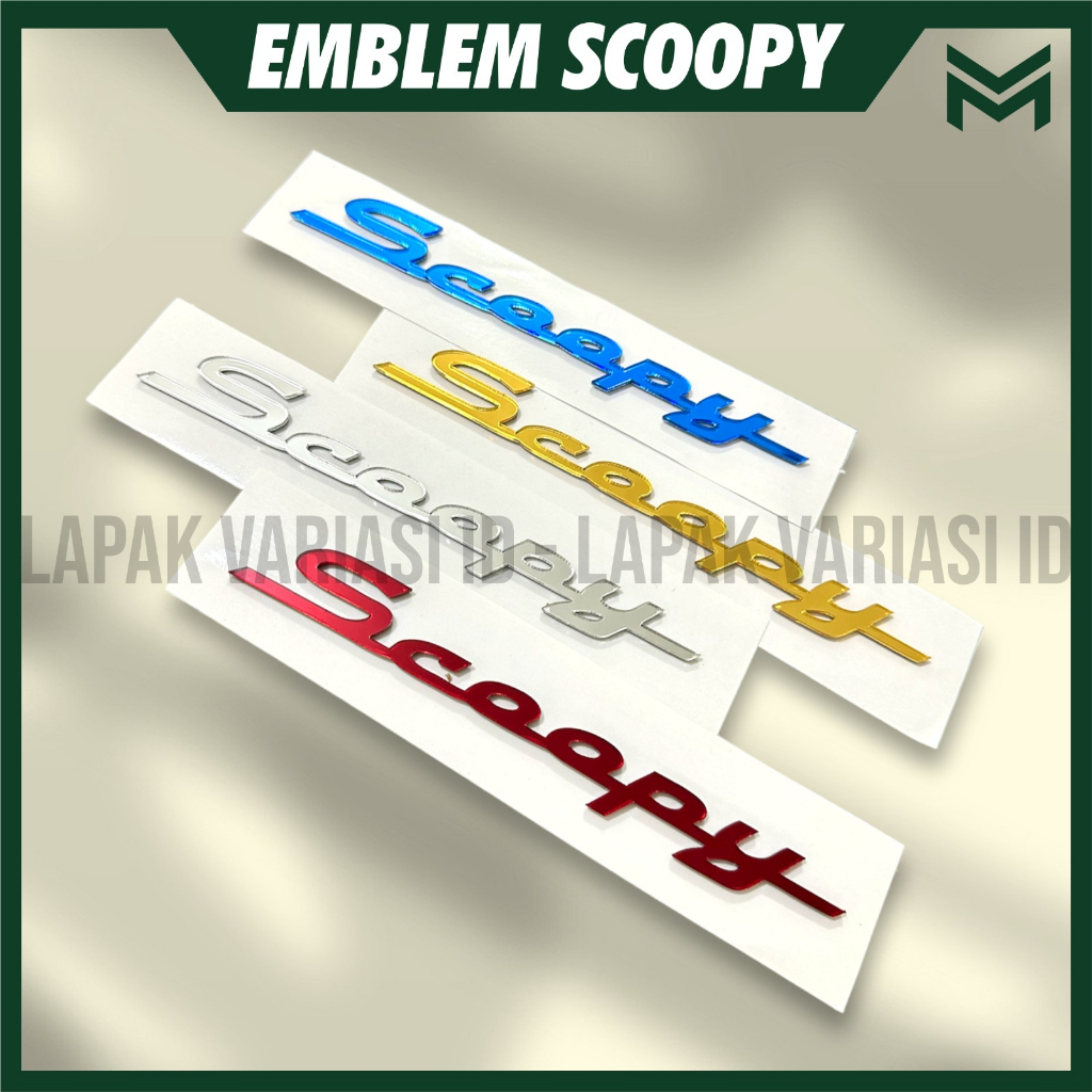 Scoopy EMBLEM PAIR ซ้ายขวาสแตนเลส 2PCS SCOOPY LOGO EMBLEM GLASS STICKER ...