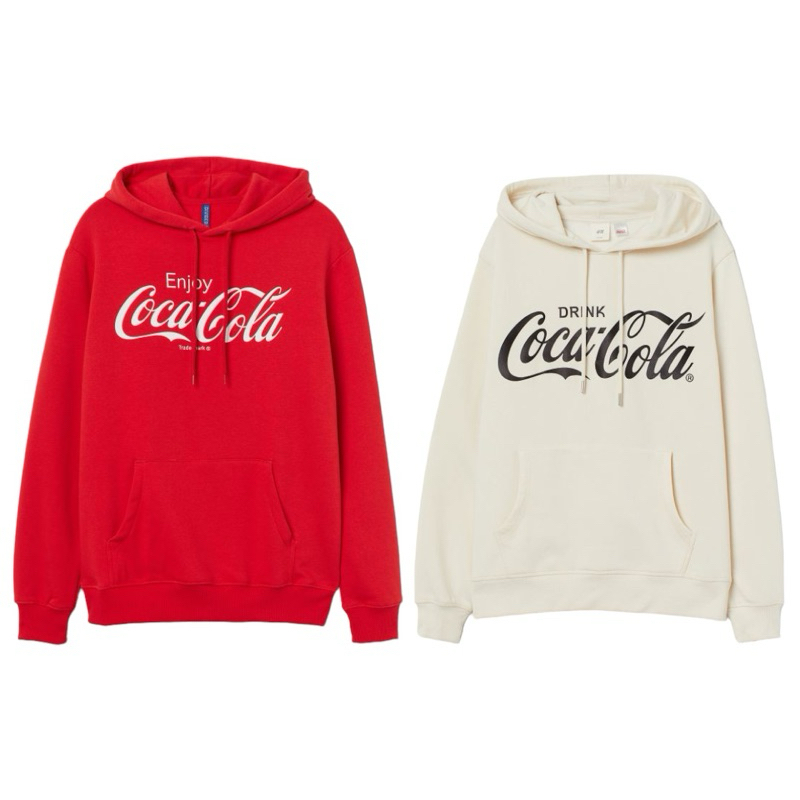 Merah KATUN Hm เสื้อมีฮู้ดพิมพ์ลายโลโก้ Coca Cola สีแดง, ผ้าฝ้าย ...