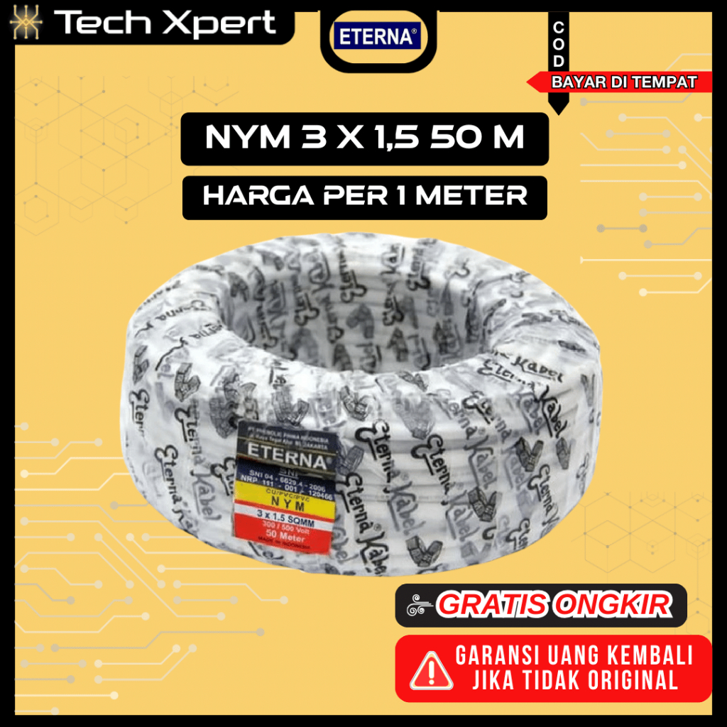 สาย Eterna NYM 50M 3 X 1.5 สาย COPPER ดั้งเดิม - ขายปลีกต่อ 1 เมตร | Shopee Thailand