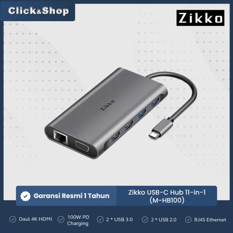 Zikko M-HB100 11in1 ฮับ Type-C เป็น HDMI 4K USB 3.0 PD ชาร์จเร็ว ...