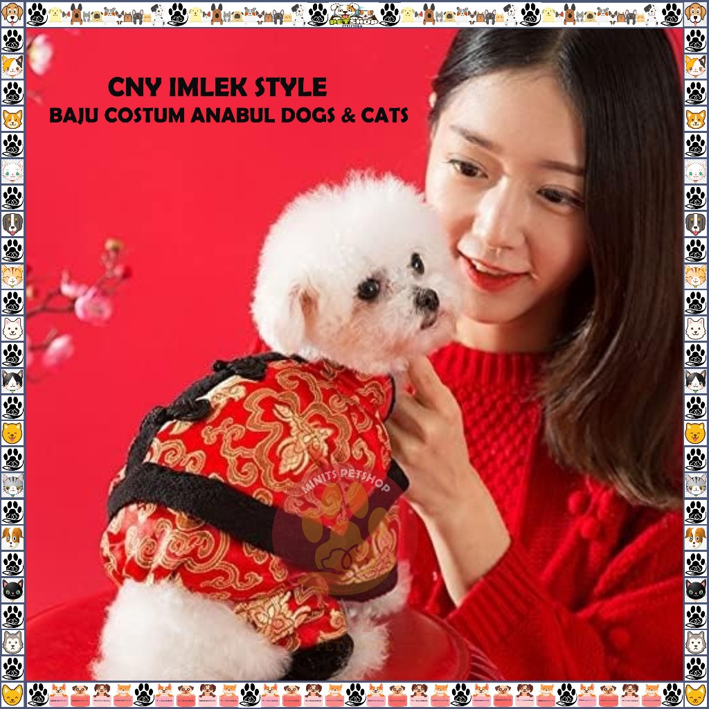มินิทีเอส | ชุดถังสไตล์จีนปีใหม่ baju cny ตรุษจีน sincia anabul สุนัขแมว | Shopee Thailand