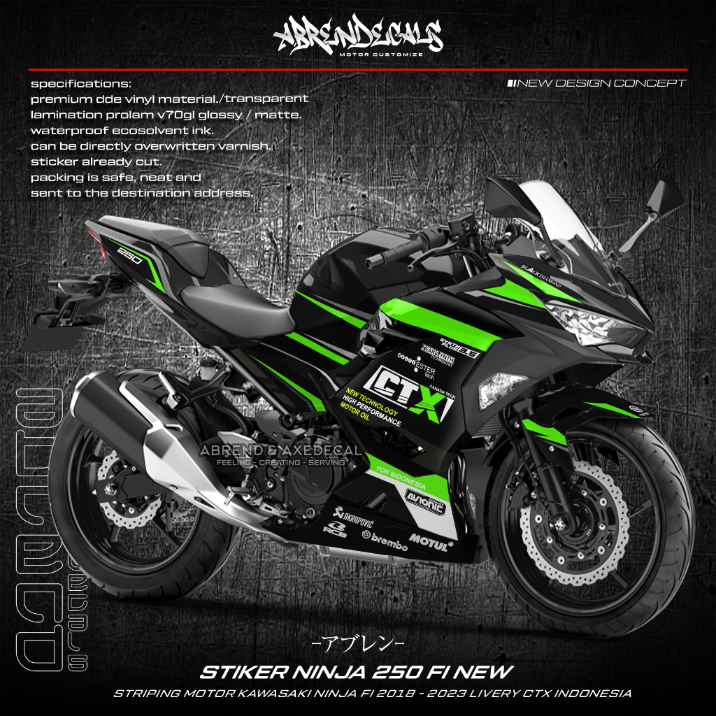 สติกเกอร์ ลาย NINJA 250 FI NEW 2018 - Now LIVERY CTX RACING KAWASAKI ...