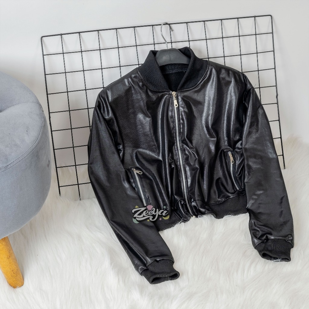 Carissa Women& 39;s Crop Jacket Metallic Zipper Premium เซ็กซี่สไตล์ ...