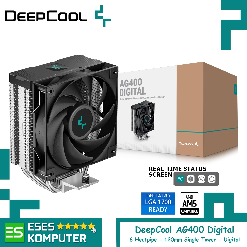 HSF Deepcool AG400 Digital Single Tower 120mm Air CPU Cooler Intel/AMD ...