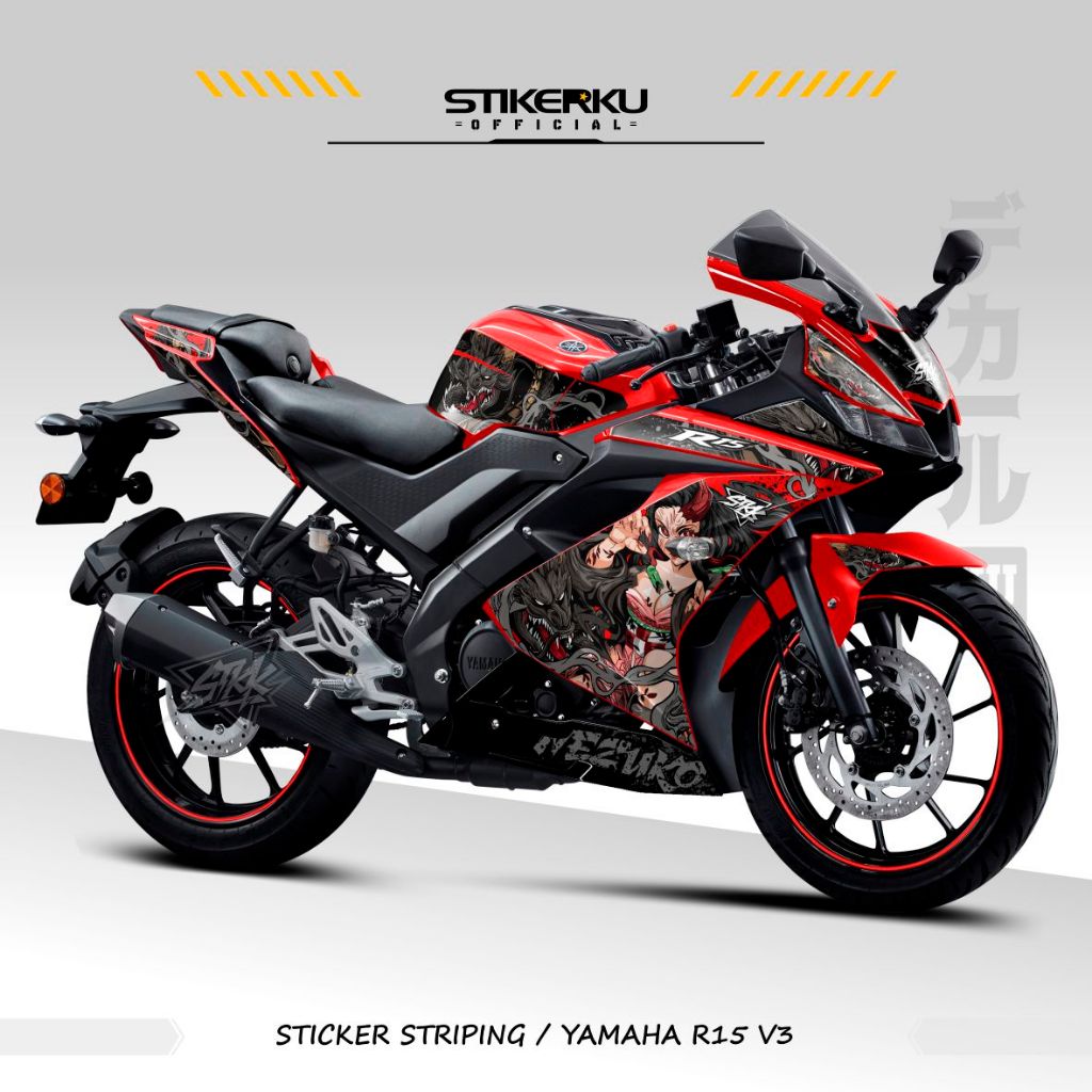 สติ๊กเกอร์สตริป / YAMAHA R15V3 / MOTIF 033 / SEMIFULL / สติ๊กเกอร์ / STOCK DECANS / R15 / V3 ...