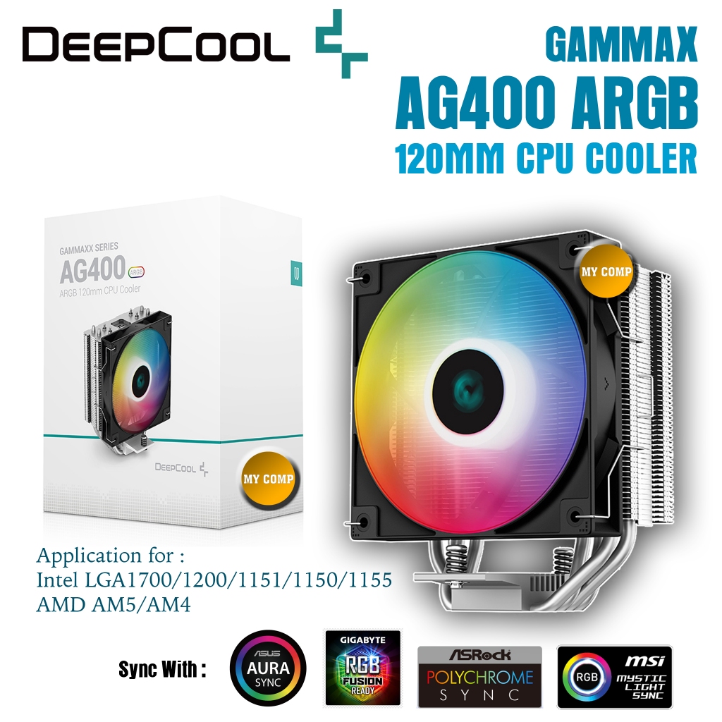 Deepcool AG400 ARGB CPU Cooler Intel LGA1700 AMD AM5 พัดลมฮีทซิงค์โปรเซสเซอร์ | Shopee Thailand