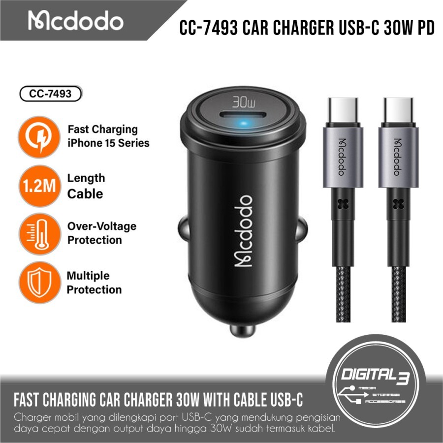 Mcdodo Mcdo CC-7493 ที่ชาร์จแบตในรถ 30W USB-C ชาร์จเร็ว PD Iphone | Shopee Thailand