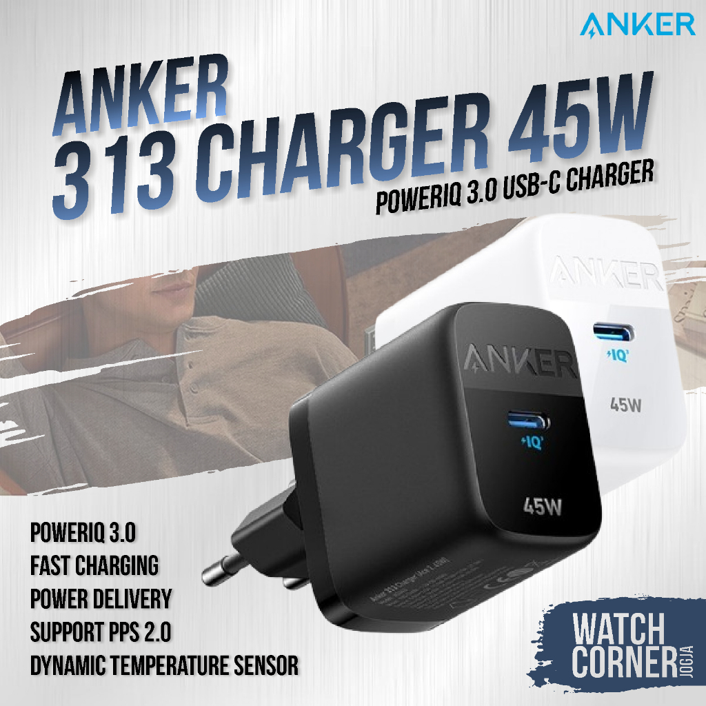 Anker 313 USB-C Charger Super Fast Charging 45W PowerIQ 3.0 - A2643 ...