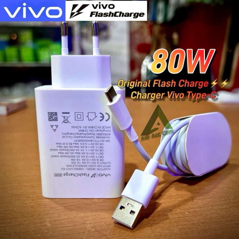 Vivo Type C FLASH CHARGE Charger Fast Power 80W X50 X60 X70 X80 PRO V29 ...