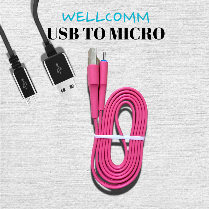 สายเคเบิลข้อมูลการชาร์จอย่างรวดเร็ว Wellcomm USB เป็น MICRO | Shopee ...