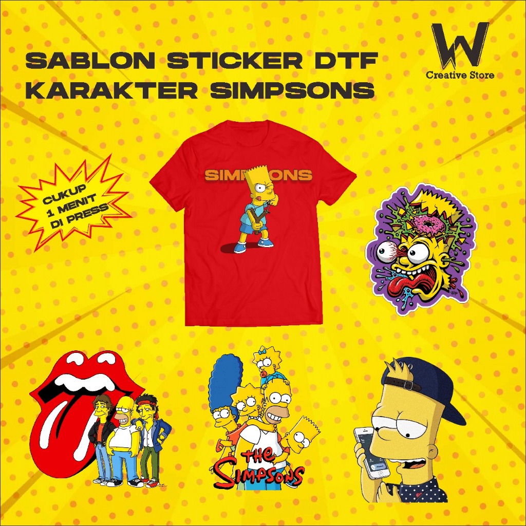 Simpsons Character DTF STICKER การพิมพ์หน้าจอ/การพิมพ์หน้าจอเหล็ก (ไม่ ...