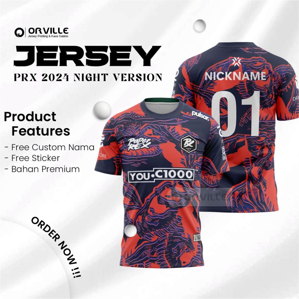 Jersey PRX PAPER REX ใหม่ 2024 24/25 NIGHT VERSION VCT CHAMPION SG/KR ...