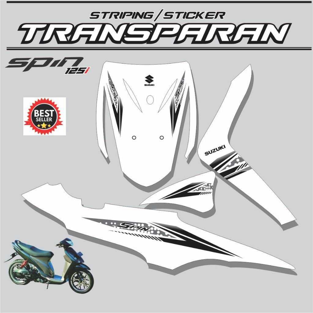 SUZUKI SPIN 125 TRANSPARENT STRIPING SIMPLE DESIGN STRIPING STICKERS บน ...