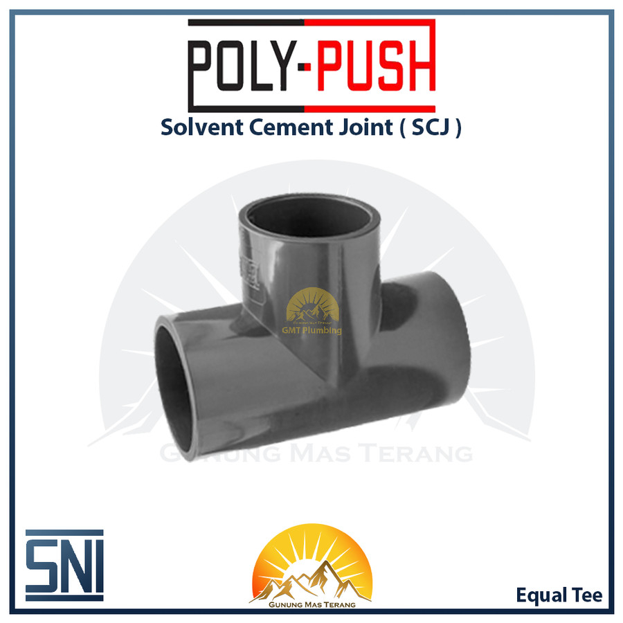 Poly Push Equal Tee SCJ กาว 75 / 90 / 110 มม. SNI PVC Pipe - ขนาดกลาง ...