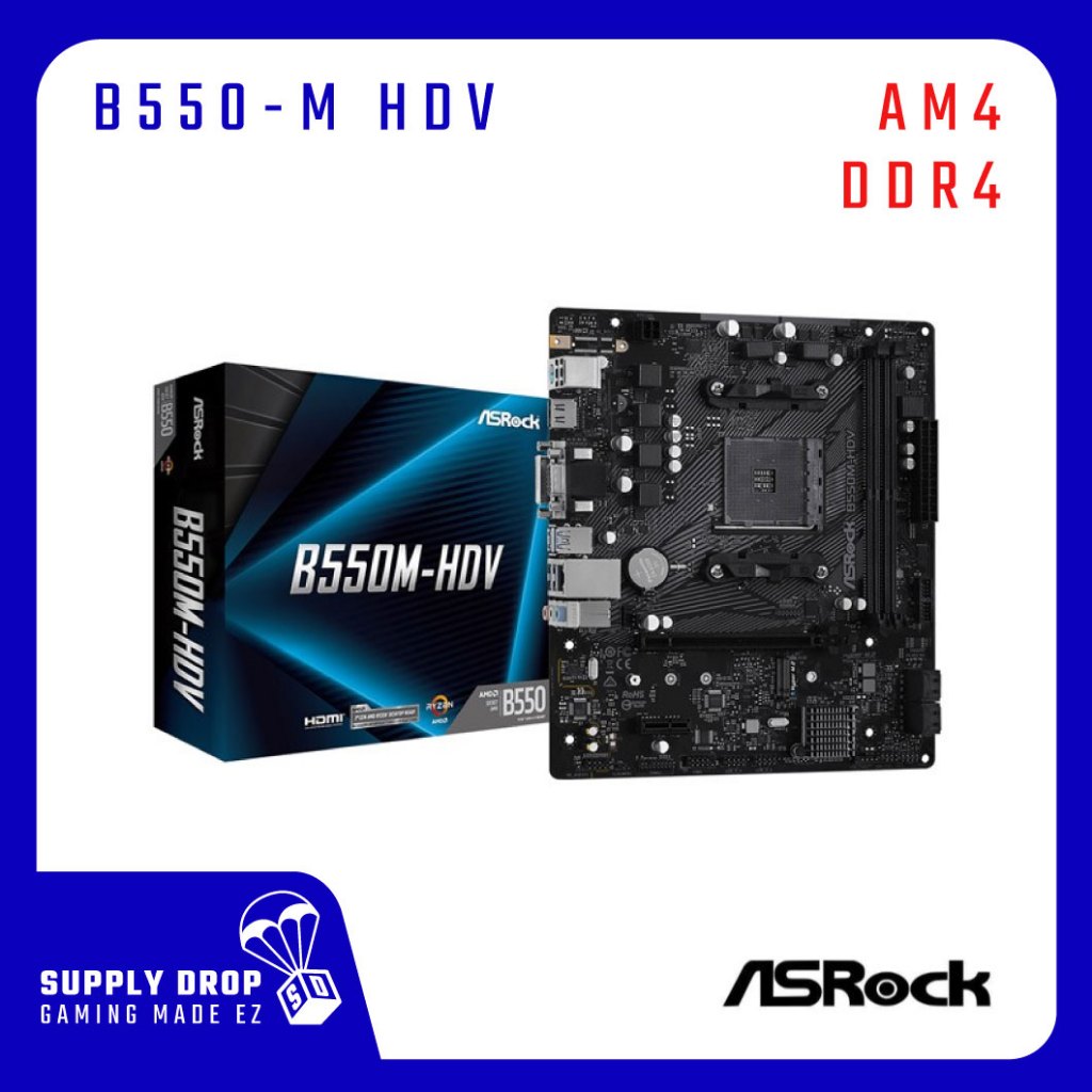 Asrock B550M-HDV (AM4, AMD Promontory B550, DDR4, USB3.2, SATA3 ...