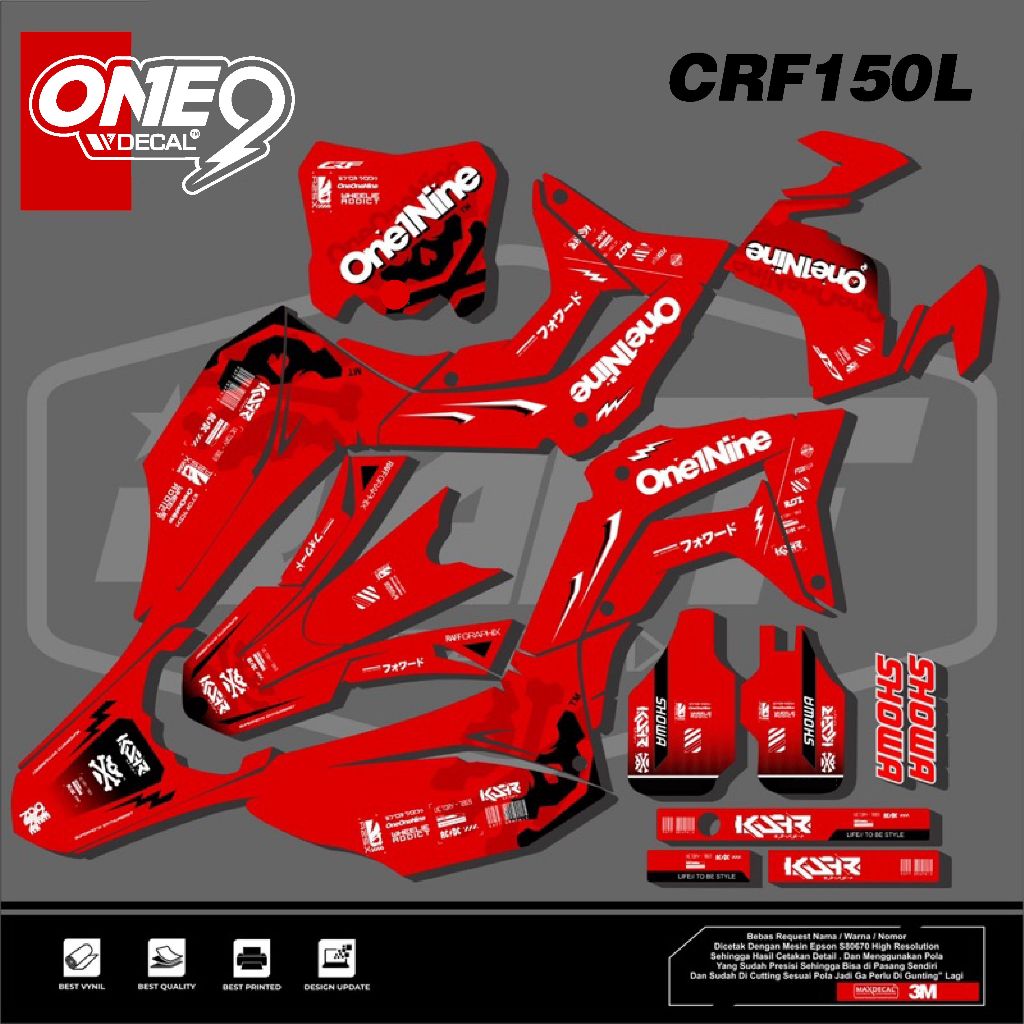 สติกเกอร์รูปลอก CRF Fullbody CRF HONDA CRF 150L CRF Full Body Dekal CRF ...