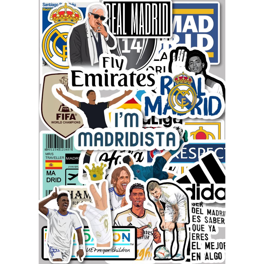 สติ๊กเกอร์ความงาม 20 ชิ้น REAL MADRID LOS BLANCOS FOOTBALL STICKER ...