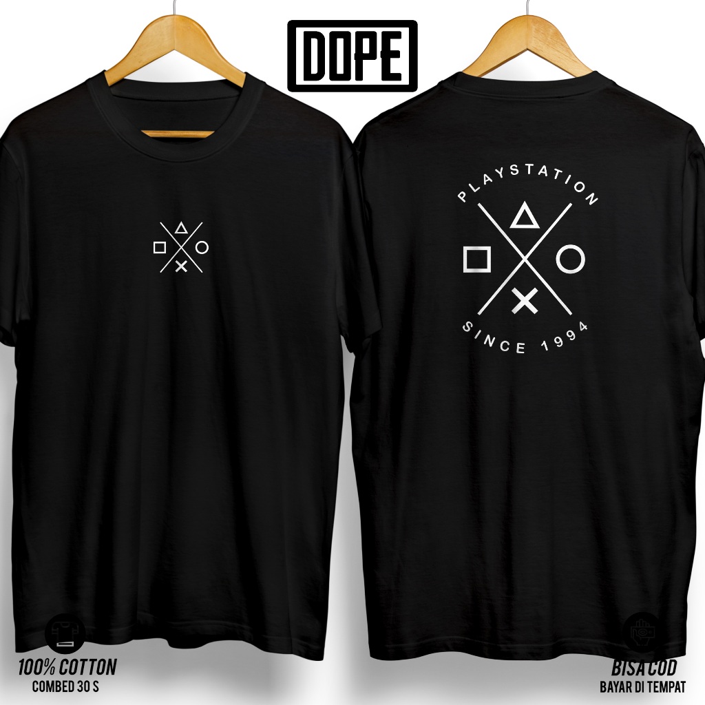 Kaos PS BUTTON 2 เสื้อยืดลําลอง ผ้าฝ้าย แขนสั้น พิมพ์ลาย Distro Baju ...