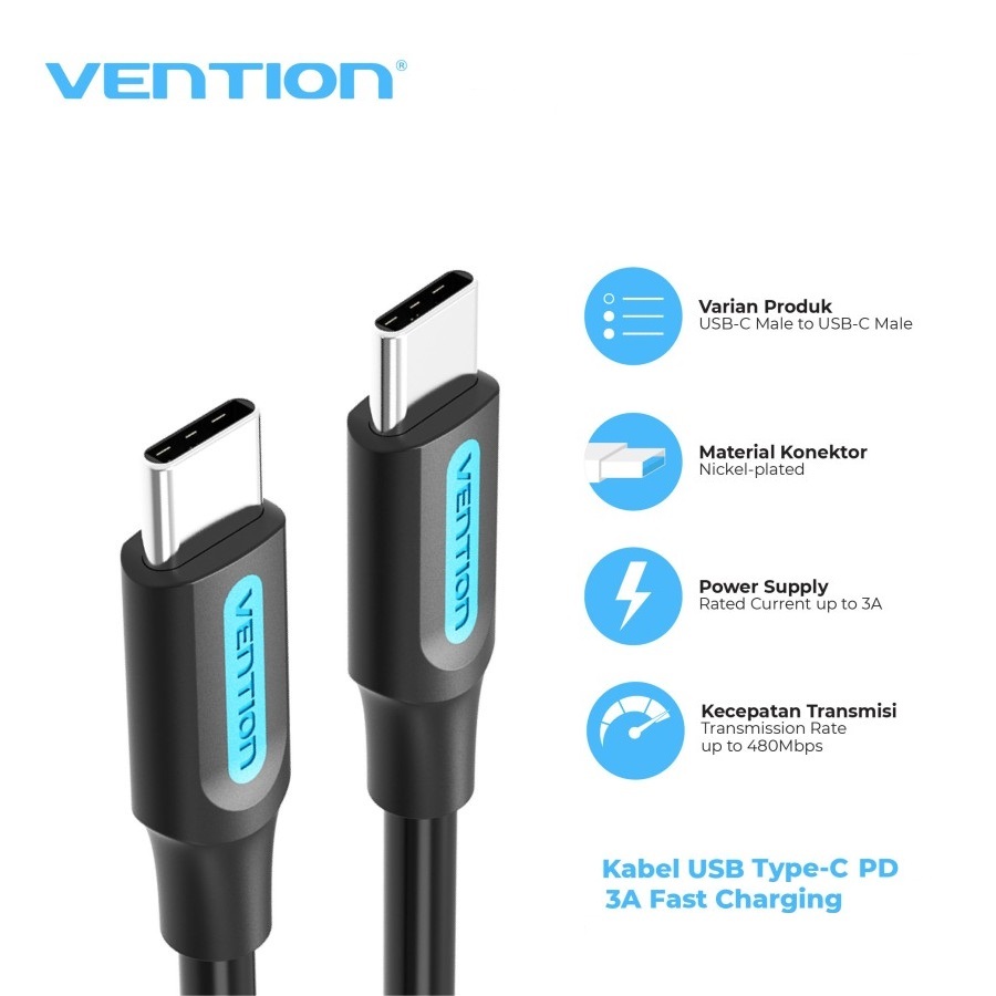 Vention USB Type-C to Type C PD 3A สายชาร์จเร็ว | Shopee Thailand