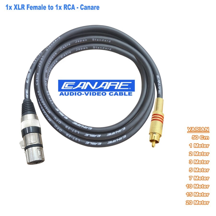 สายสัญญาณเสียงมืออาชีพ 1x XLR ตัวเมียถึง 1x RCA Gold - Canare - 1 เมตร | Shopee Thailand