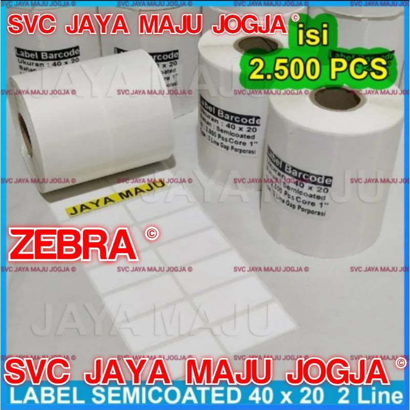 [ Zebra ] 40 X 20 SEMICOATED - 2 LINE - FACE IN - CONTENTTS 2,500 ชิ้น ...
