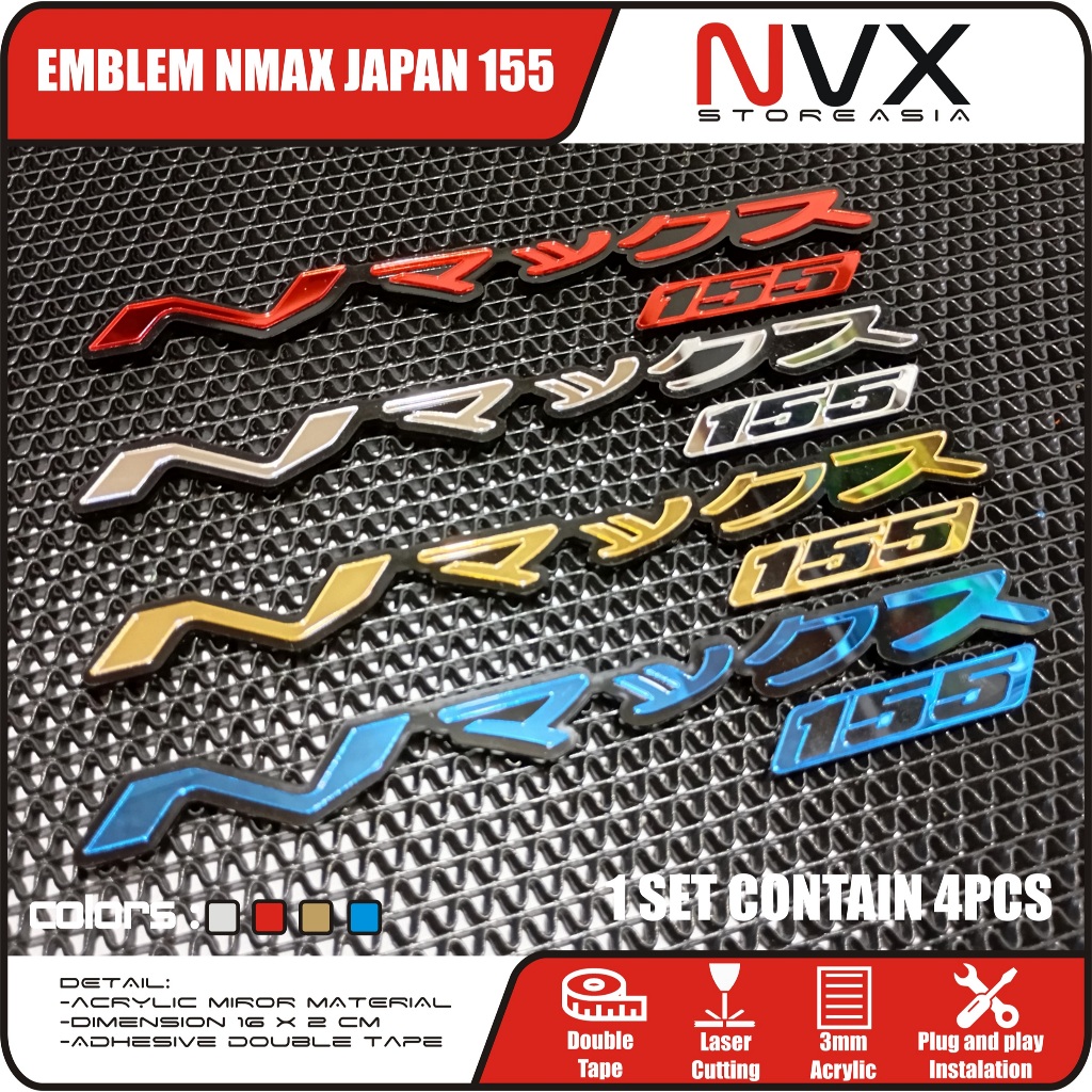 2 PCS NMAX EMBLEM + 2 PCS 155 NMAX JAPAN 155 3D โลโก้ไม่ใช่สติกเกอร์ ...