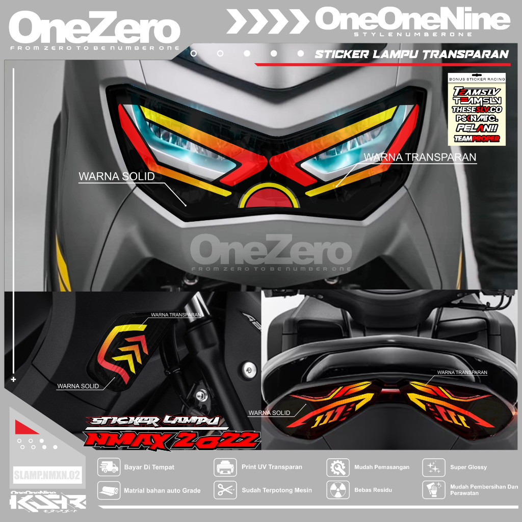 Nmax 2023 โคมไฟ STICKER/สติกเกอร ์ โปร ่ งใสรูปแบบของ ONEONENINE คิ ้ ว ...