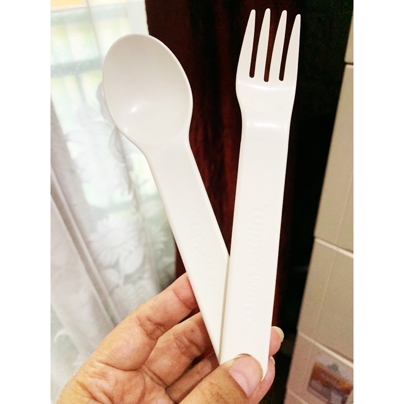 Putih Tupperware ช้อนส้อม 1 ชุดช้อนส้อมสีขาว | Shopee Thailand