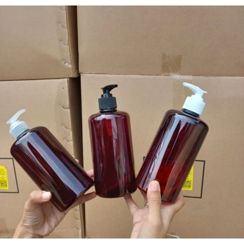 Hitam Amber Chocolate Bottle 500ML Black PUMP Cap/HAND SANITIZER Bottle ...