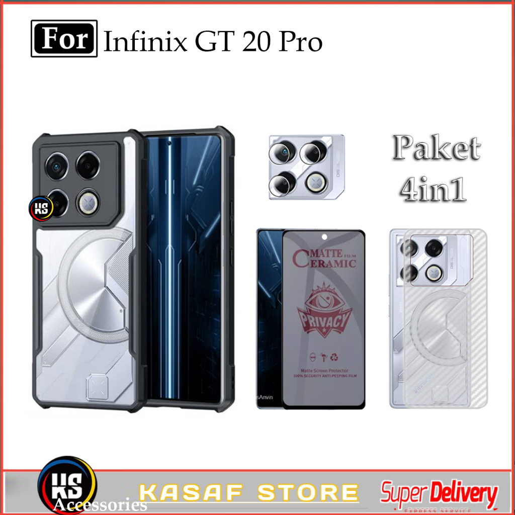 4in1 Package Casing infinix GT 20 Pro Softcase case shockproff กระจก ...