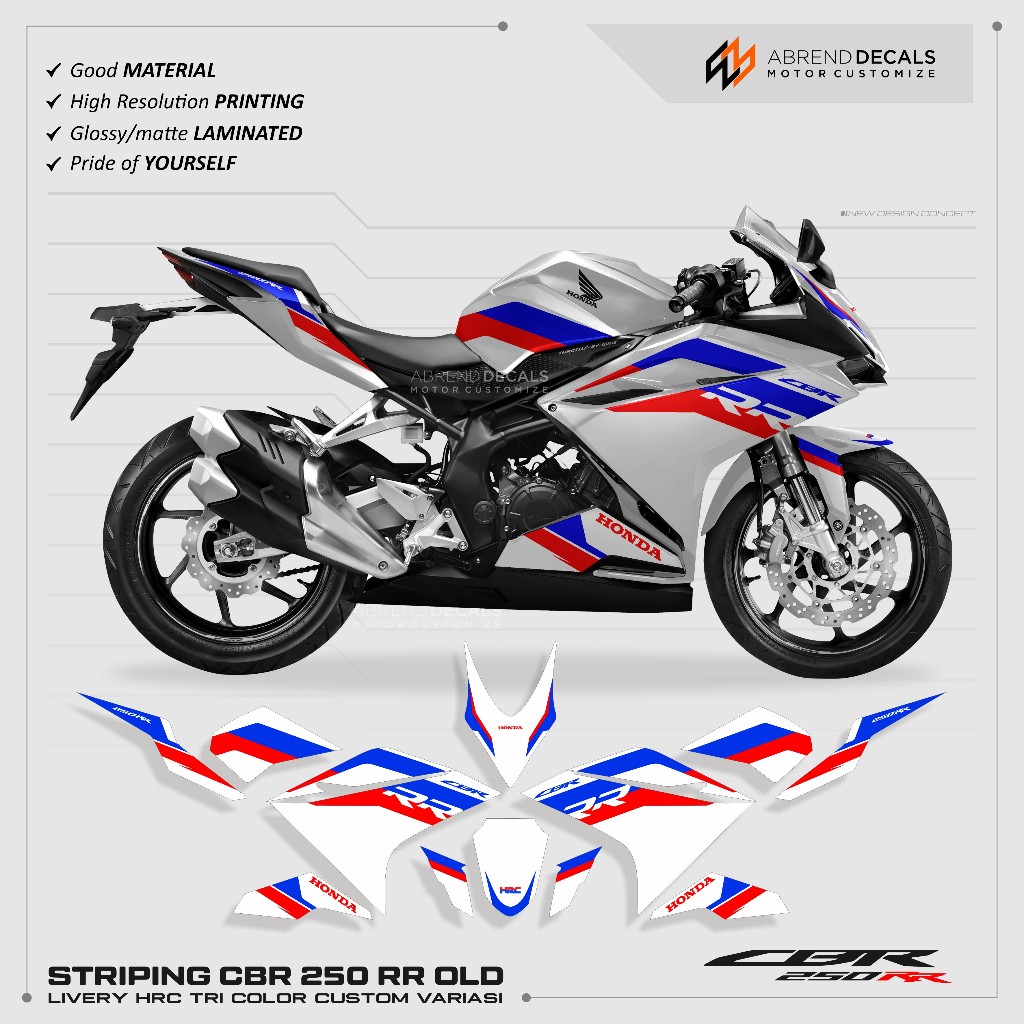 Striping CBR 250RR TRI COLOR HRC/HONDA CBR 250 RR OLD Graphic BMW ...