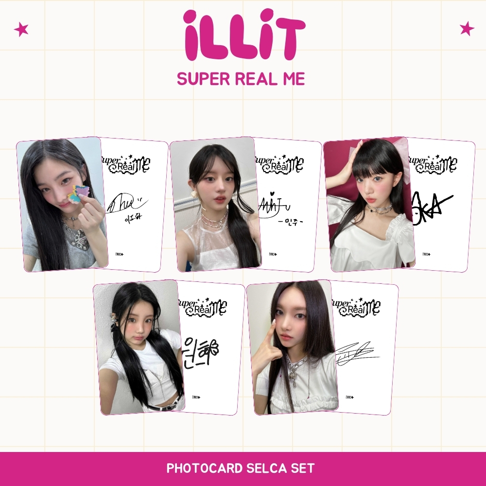 Photocard ILLIT SELCA SUPER REAL ME 2 ด้าน (5 ชิ้นเนื้อหา + เคลือบด้าน ...