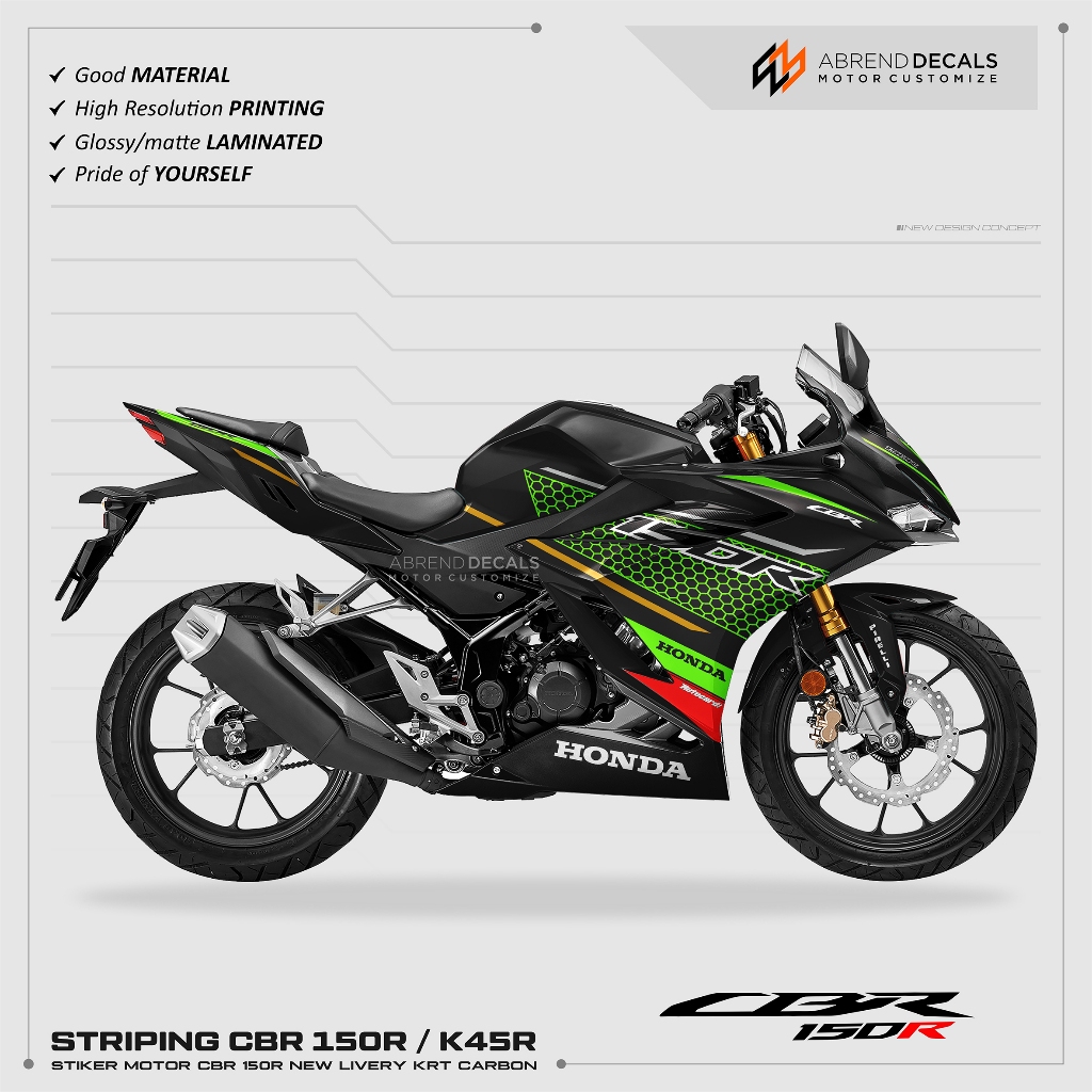 Striping CBR 150 R ใหม่ LIVERY KRT คาร์บอน/สติกเกอร์รถจักรยานยนต์ CBR 150k45r 2021-2023/STRIPE ...