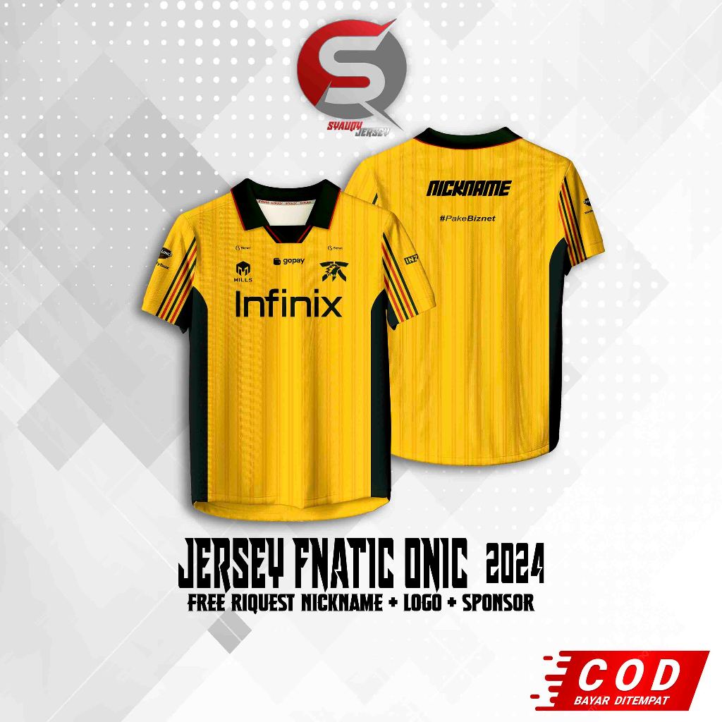 พรีเมี่ยมใหม่ล่าสุด 2024 เสื้อ Onic Fnatic Jersey หมายเลขชื่อและหลังฟรี ...