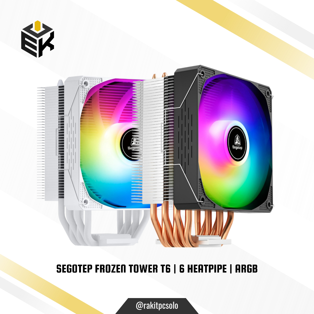 Cpu Cooler Segotep T6 Tower 6Heatpipe ARGB พัดลม 12 ซม. 6 ท่อ Heatpipe HSF Segotep Frozen Tower ...