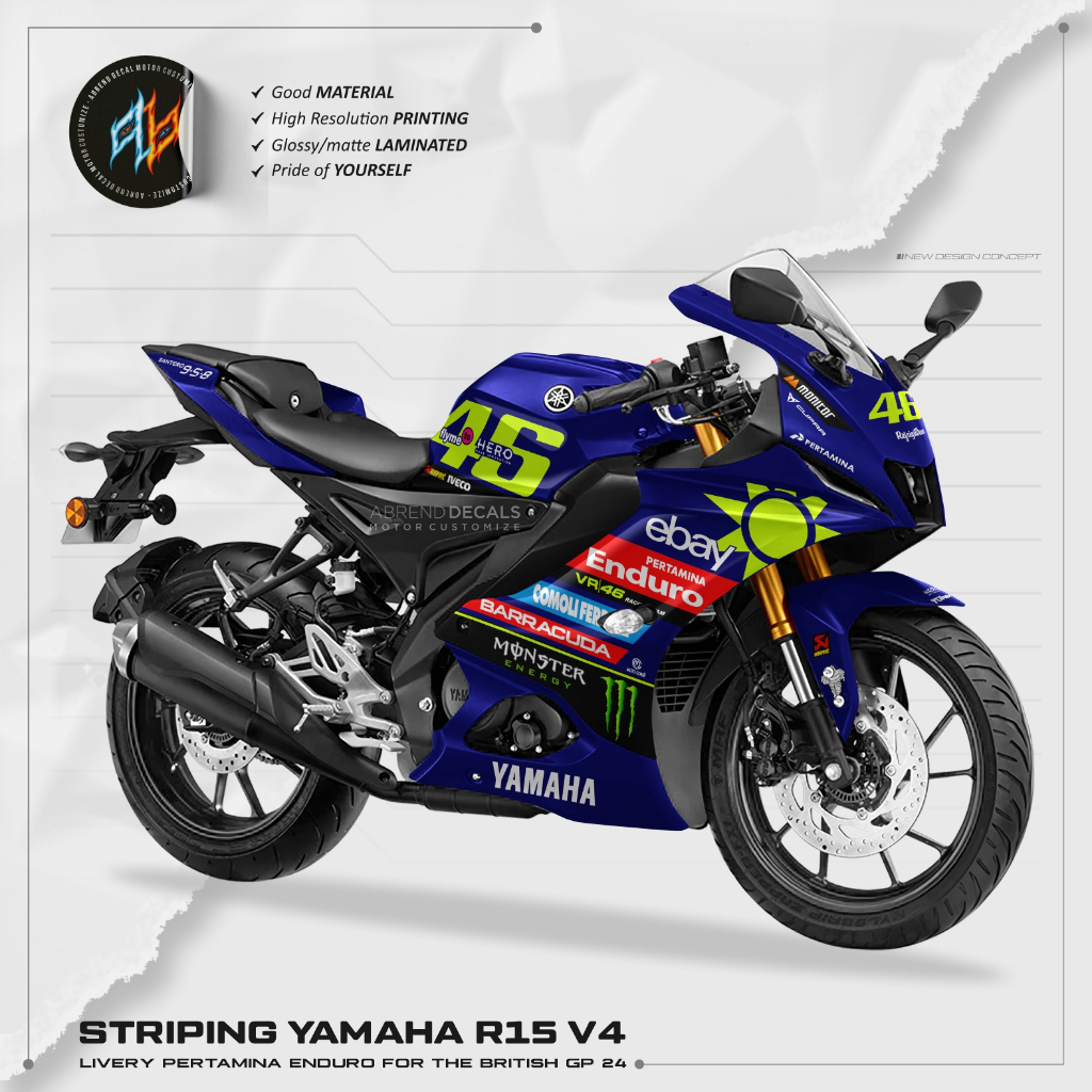 Striping YAMAHA R15 V4 PERTAINA ENDURO LIVERY สําหรับ BRITISH GP 2024 ...