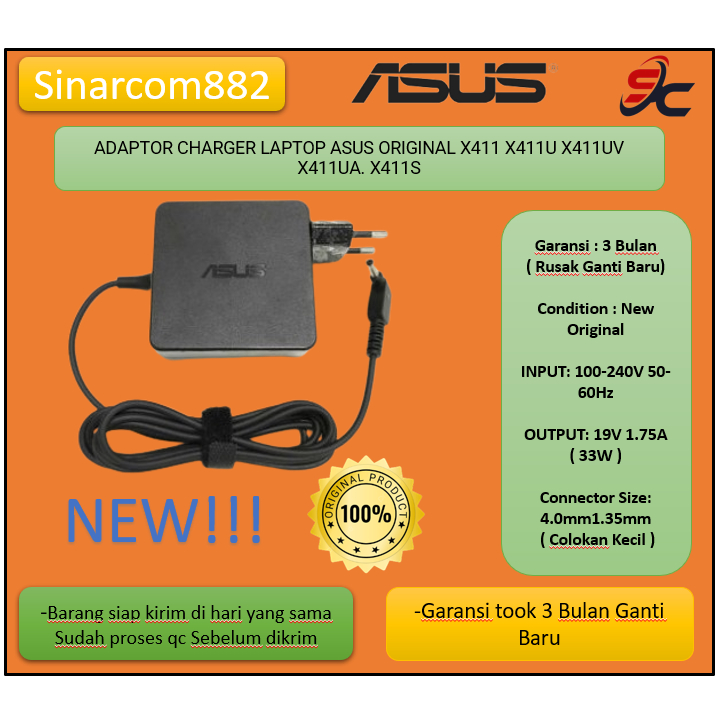 Asus ORIGINAL X411 X411U X411UV X411UA อะแดปเตอร์ชาร์จแล็ปท็อป X411s | Shopee Thailand