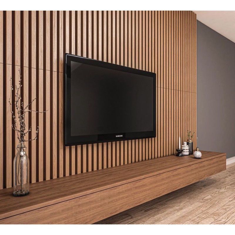 Kayu Elegant Brown PANEL Wood Channel Wall WALLPAPER 9MX45CM | Shopee ...