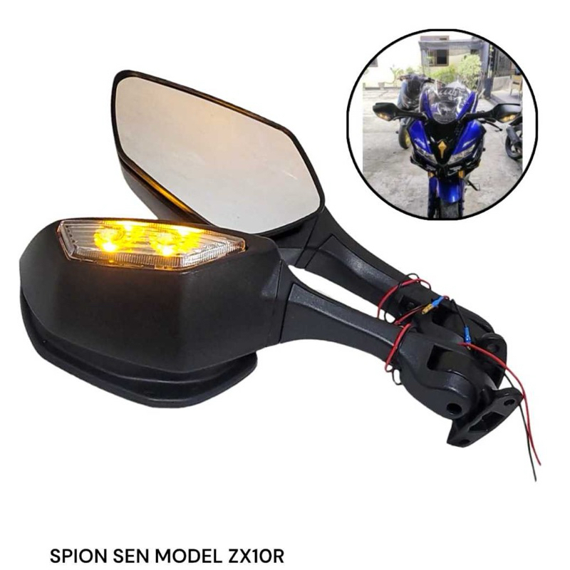 กระจกนินจา Zx10R Plus Sen Light Ninja Mirror Cbr R25 R15 Nmax Etc ...