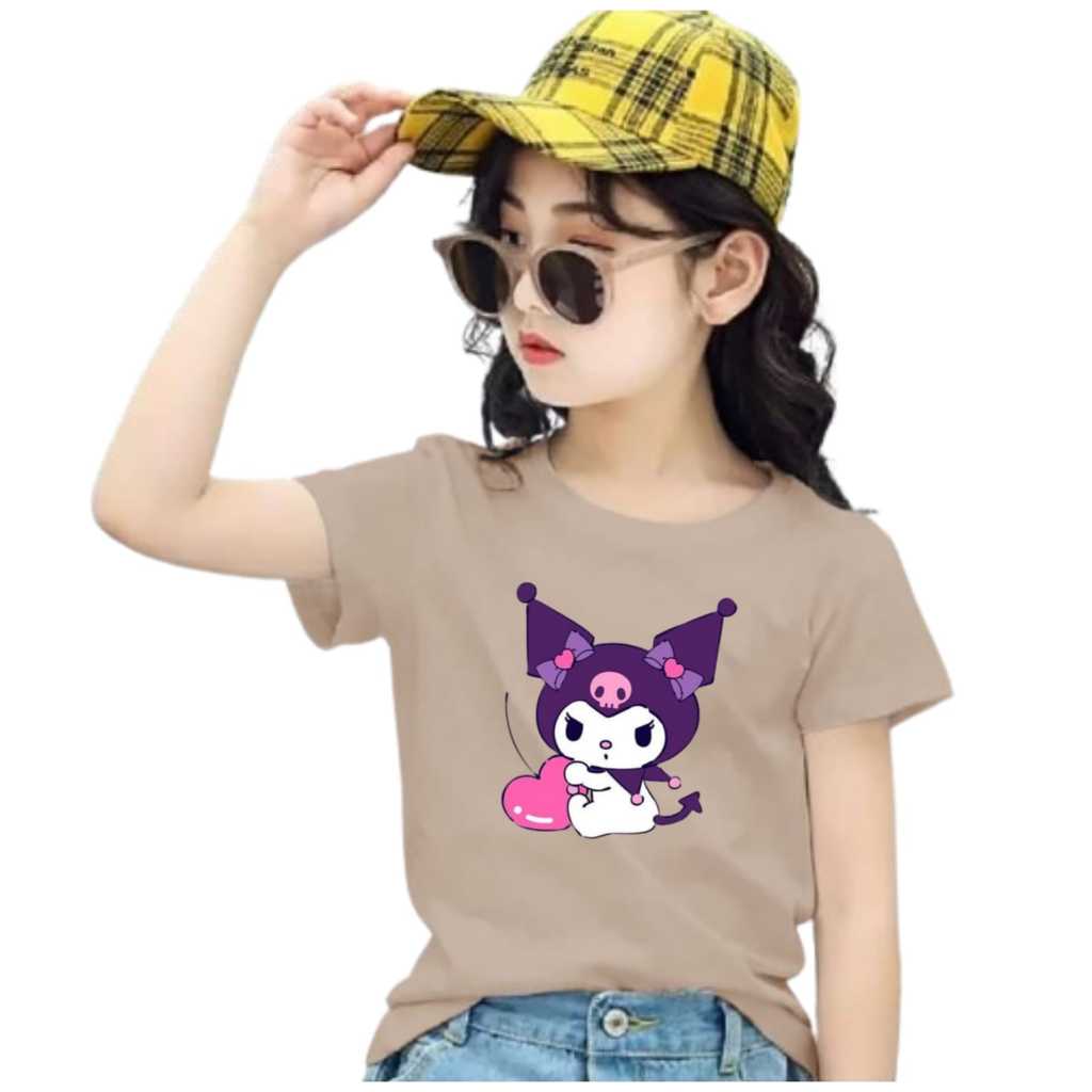 Katun Children& 39;s เสื้อเชิ้ตแขนสั้น Oblong พิมพ์ลาย Kuromi ผ้าฝ้าย ...