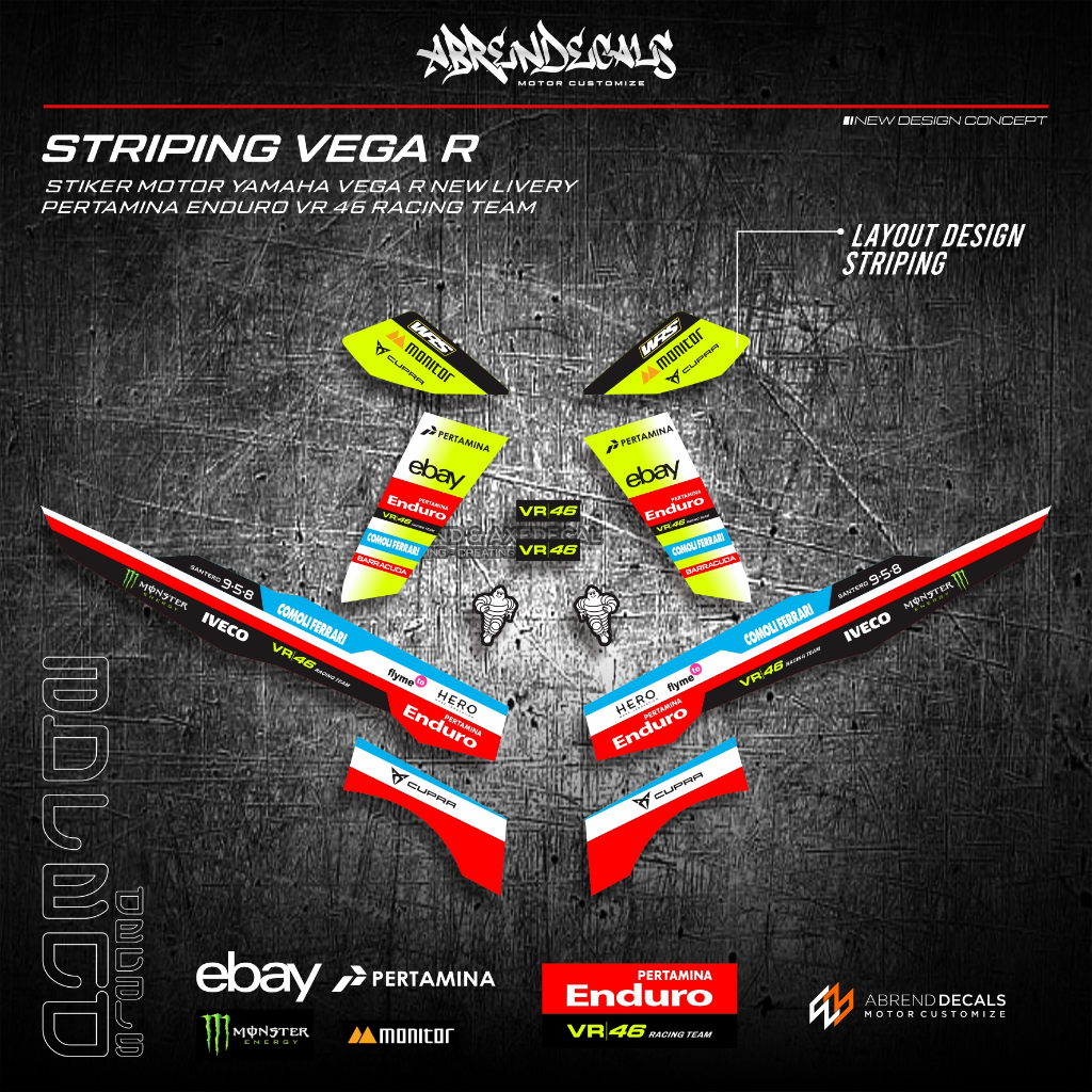 Striping Yamaha Vega R Livery Enduro VR 46 Racing Team 2024 / New Vega ...