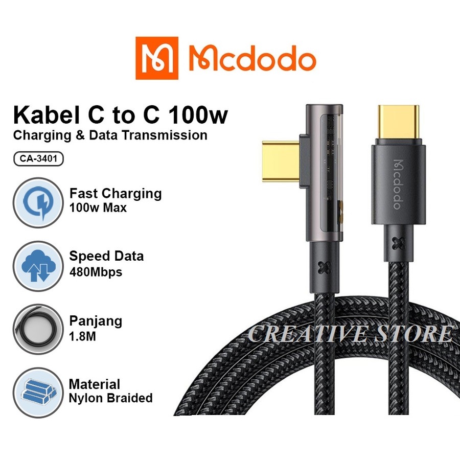 Mcdodo CA-3401 สายชาร์จ PD 100W 5A Type C เป็น C ชาร์จเร็ว สําหรับเล่นเกม | Shopee Thailand
