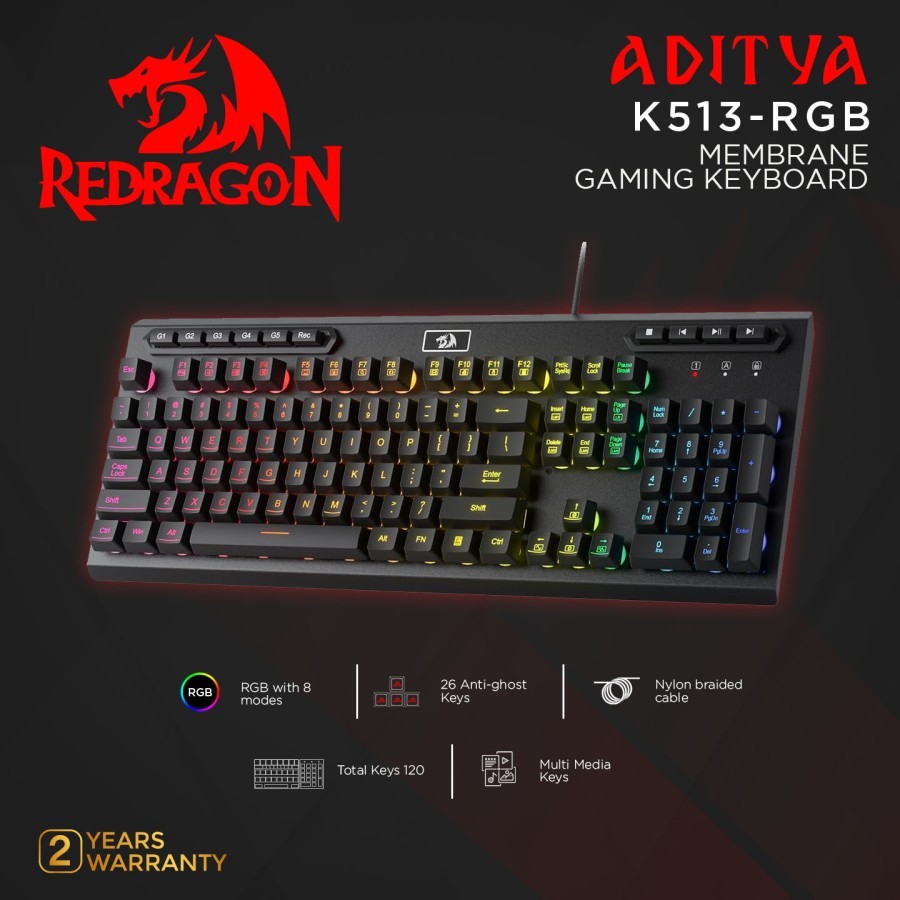Redragon Redraagon ADITYA RGB Gaming Keyboard Membrane - K513-RGB | Shopee Thailand