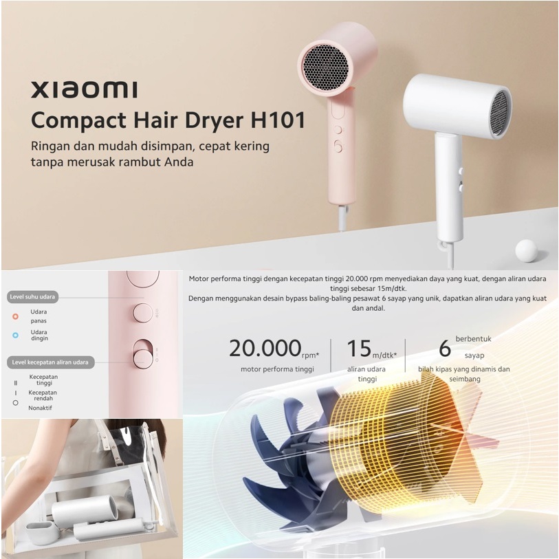 เครื่องเป่าผม Xiaomi Compact / เครื่องเป่าผม Xiaomi H101 - รับประกันอินโดนีเซีย Xiaomi อย่างเป็น ...