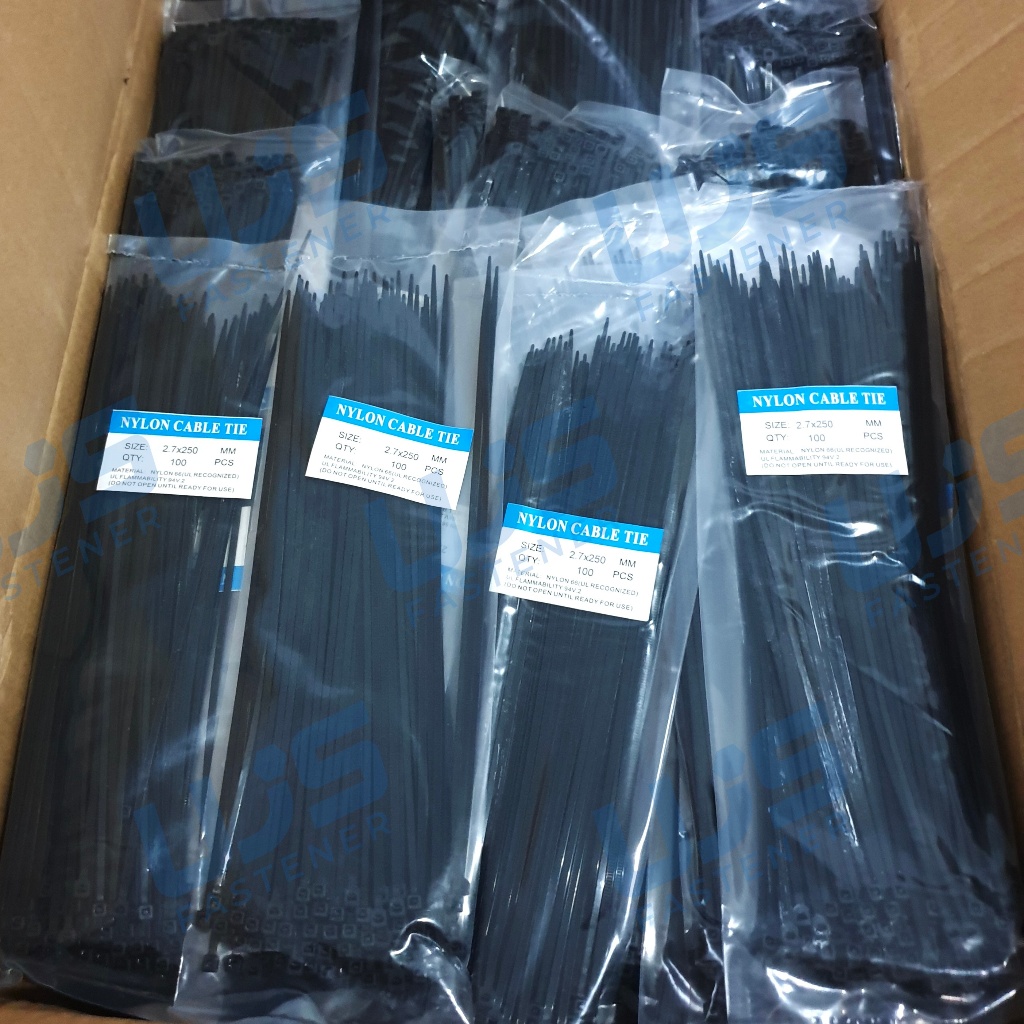 Hitam Tis Cable 2,7x250MM 25CM Black Cable Ties เชือกซีลพลาสติก ...