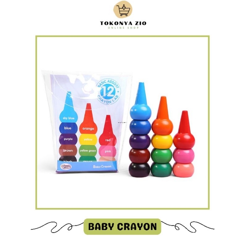 Crayon Lab Crayon baby ดินสอสีเด็กปลอดสารพิษ บรรจุ 12 ชิ้น | Shopee ...