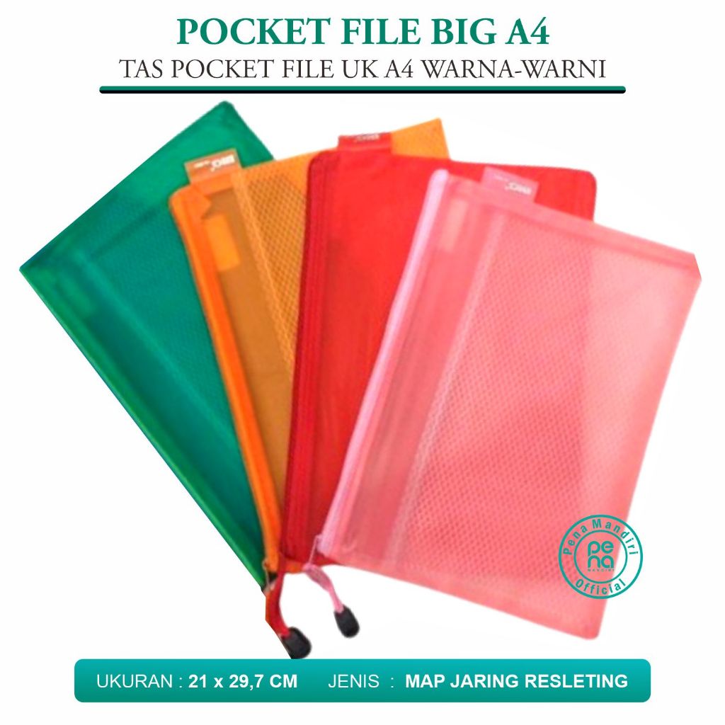 Pocket File F4 (9001) - Pocket File F4 Large Mesh Folder สีสันสดใส ...