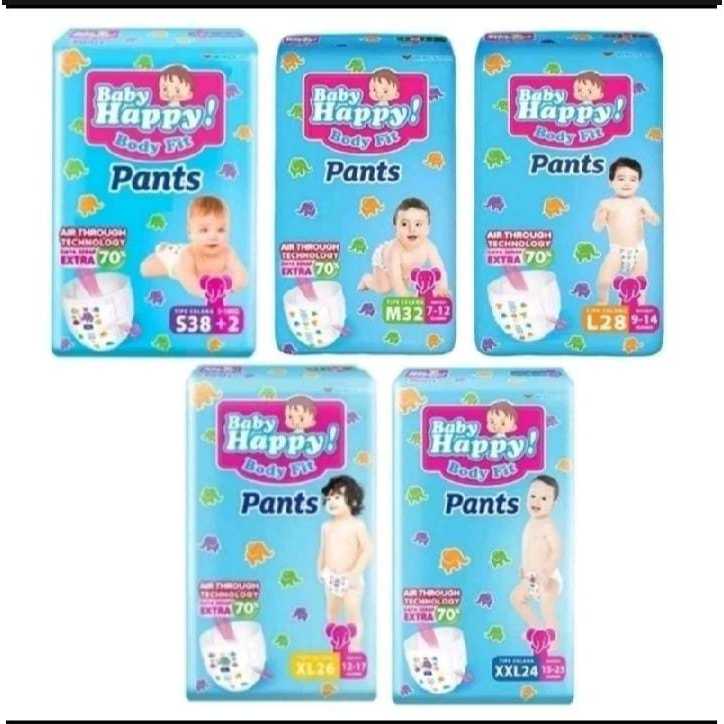 กางเกงเด ็ ก HAPPY S38 M32 L28 XL 26 XXL 24 จัดส ่ งฟรี | Shopee Thailand