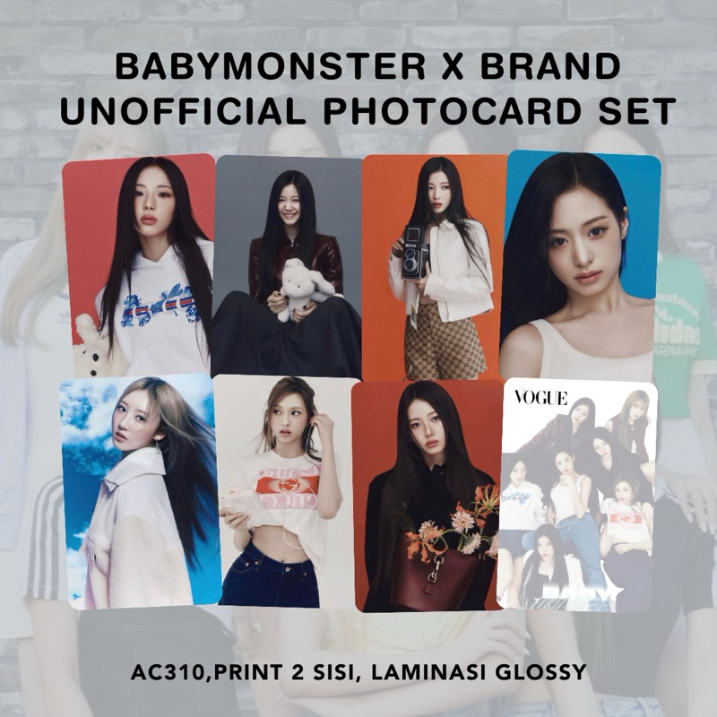 [ ชุด ] Babymonster X VOGUE CNP LAB ADIDAS Unofficial Photocard Set Ahyeon Ruka Asa Pharita ...