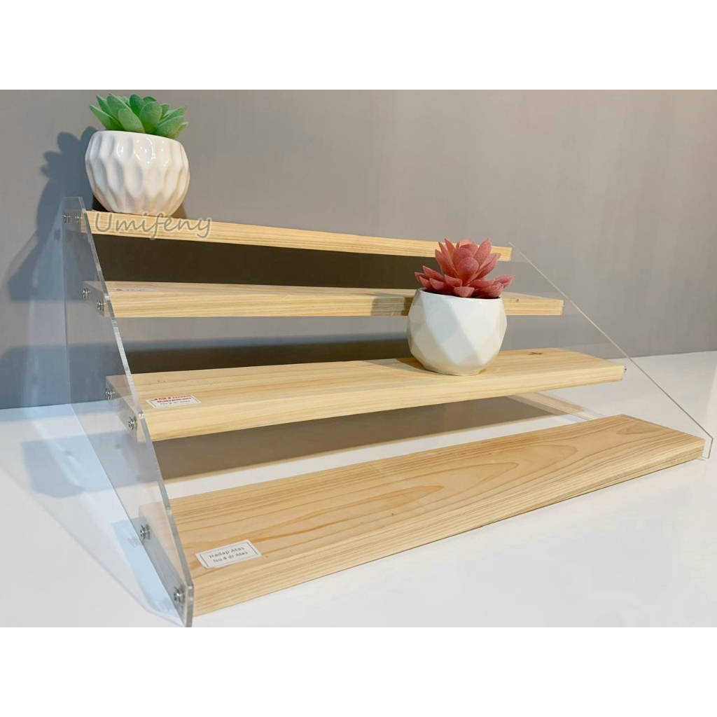 Kayu Ku014 ชั้นวางไม้ 4 ชั้น CLEAR อะคริลิคความงามไม้ห้องครัวเครื่องเทศ ...